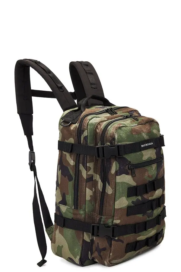 Balenciaga Army Space Backpack S In Green In Dark Camo - 20% Off